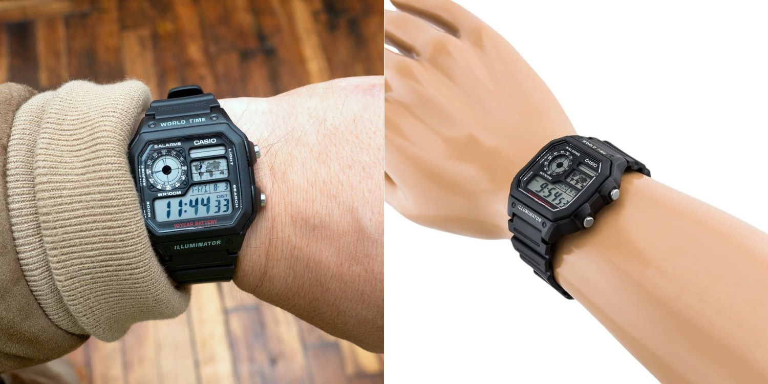 Casio Youth World Time AE-1200WH-1AVDF Digital Resin Belt Men’s Watch ...