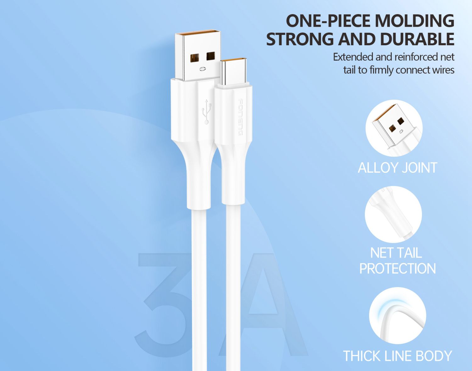 Foneng XS02 USB to Type-C Cable - 1M price in Bangladesh