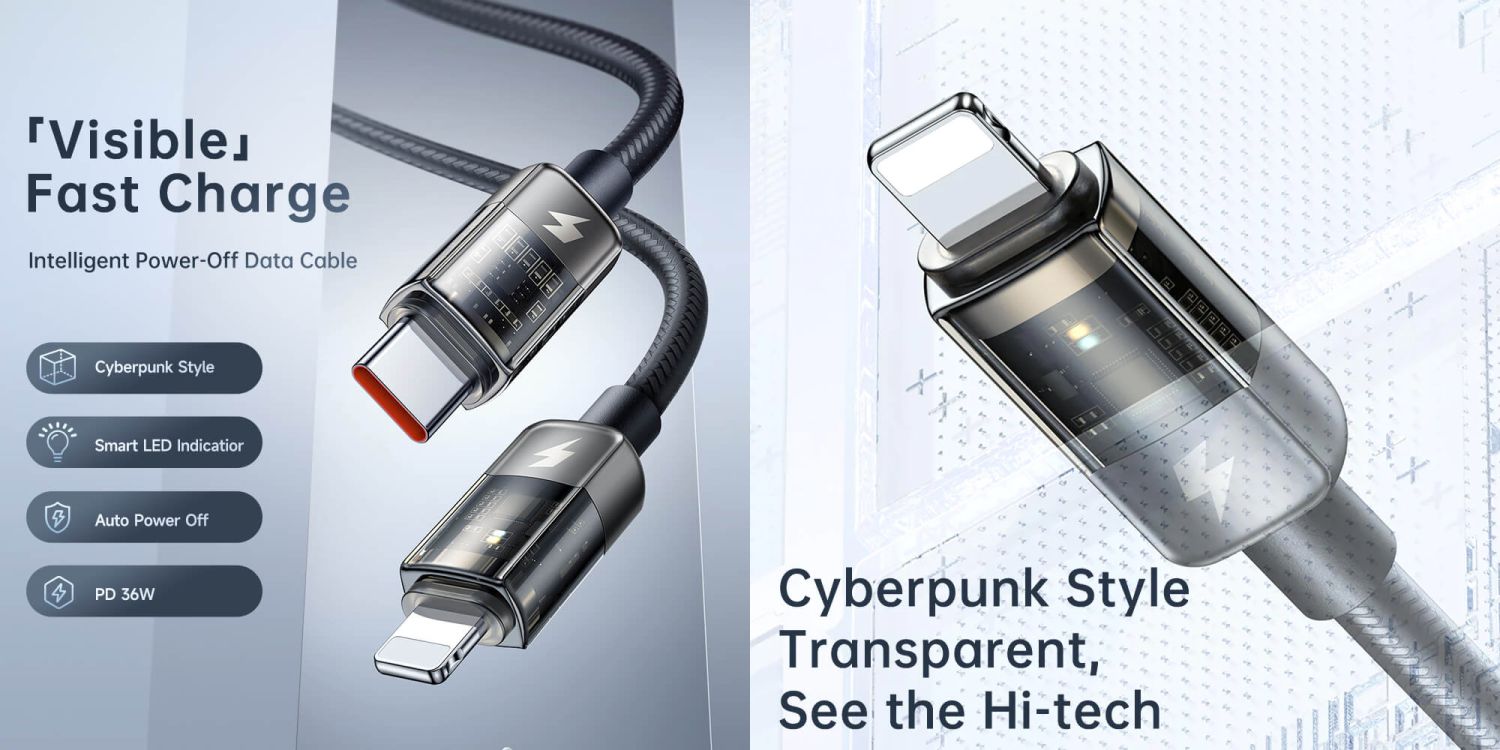 Mcdodo CA-3160 Auto Power Off Type-C to Lightning Transparent Data Cable 36W - 1.2M