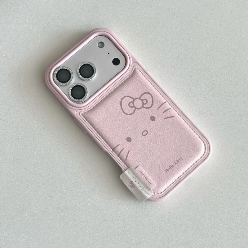 Pink striped Hello Kitty leather texture suitable for Apple 17 Pro Max ...