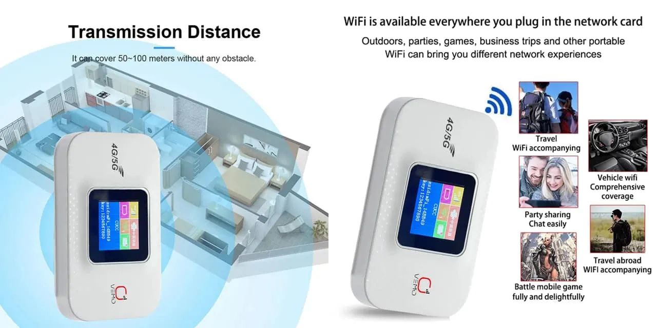 VEMO Plus 4G/5G Pocket Wifi Router 300mbps Price in BD